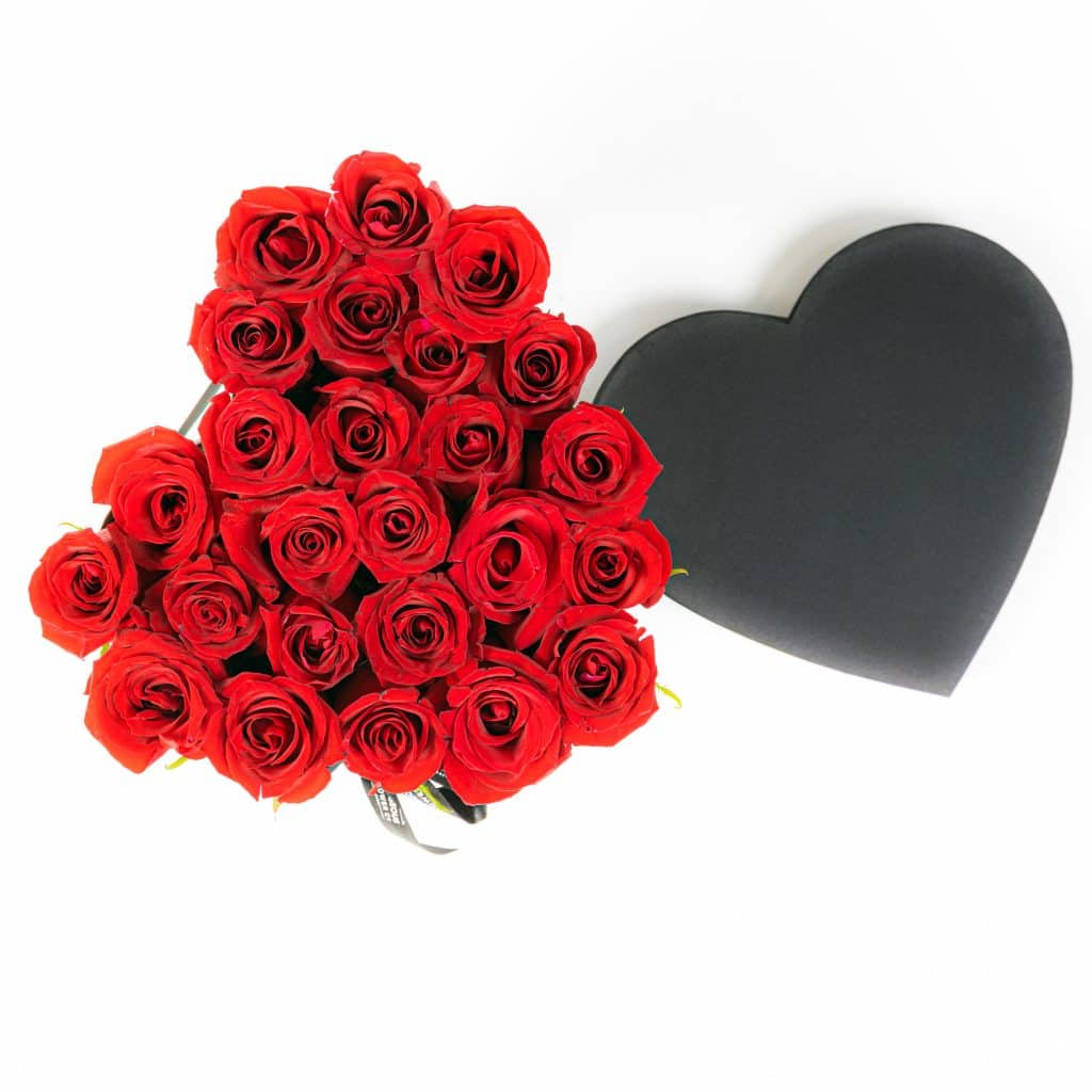 Black Heart Box- Red Roses - The Gorgeous Flower Company